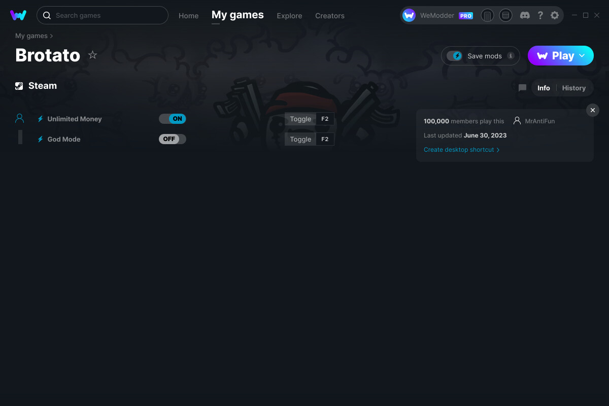 Читы для Brotato