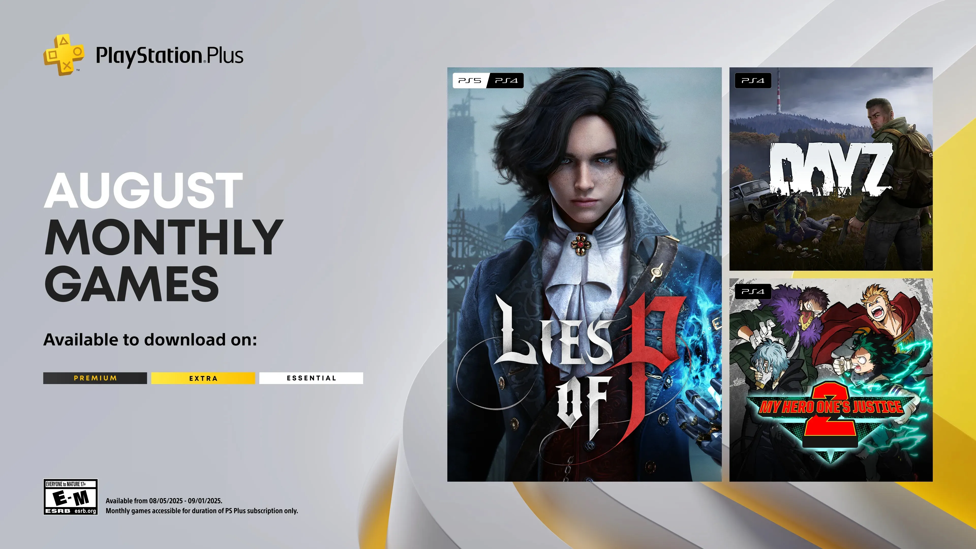 PlayStation Plus: подборка релизов на август 2025 года: Lies of P, DayZ и My Hero One's Justice 2