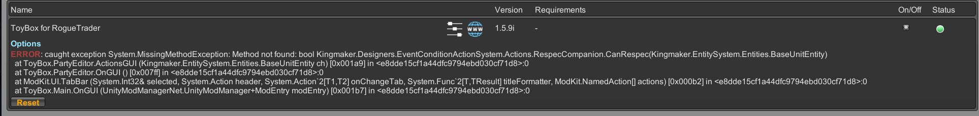 Скачать Warhammer 40,000: Rogue Trader "Чит-меню ToyBox" [v1.6.10]