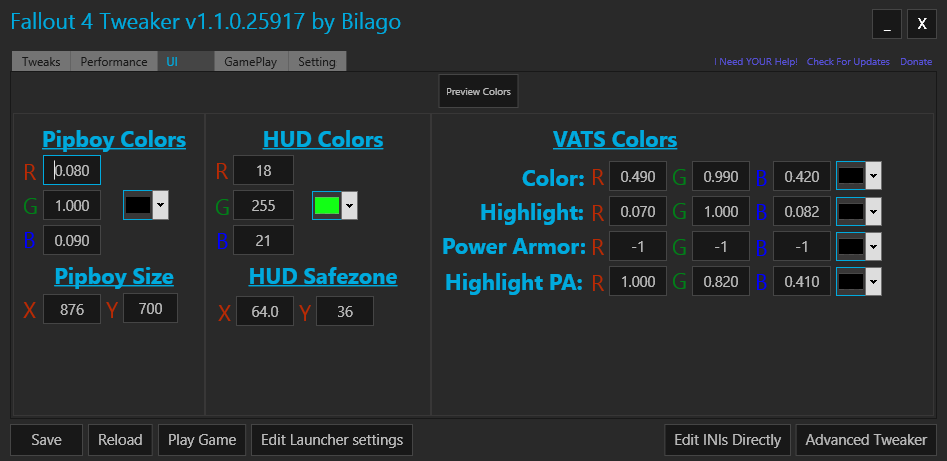 Скачать Fallout 4 "Configuration Tool v1.1.0.2591 - By Bilago" - Утилиты