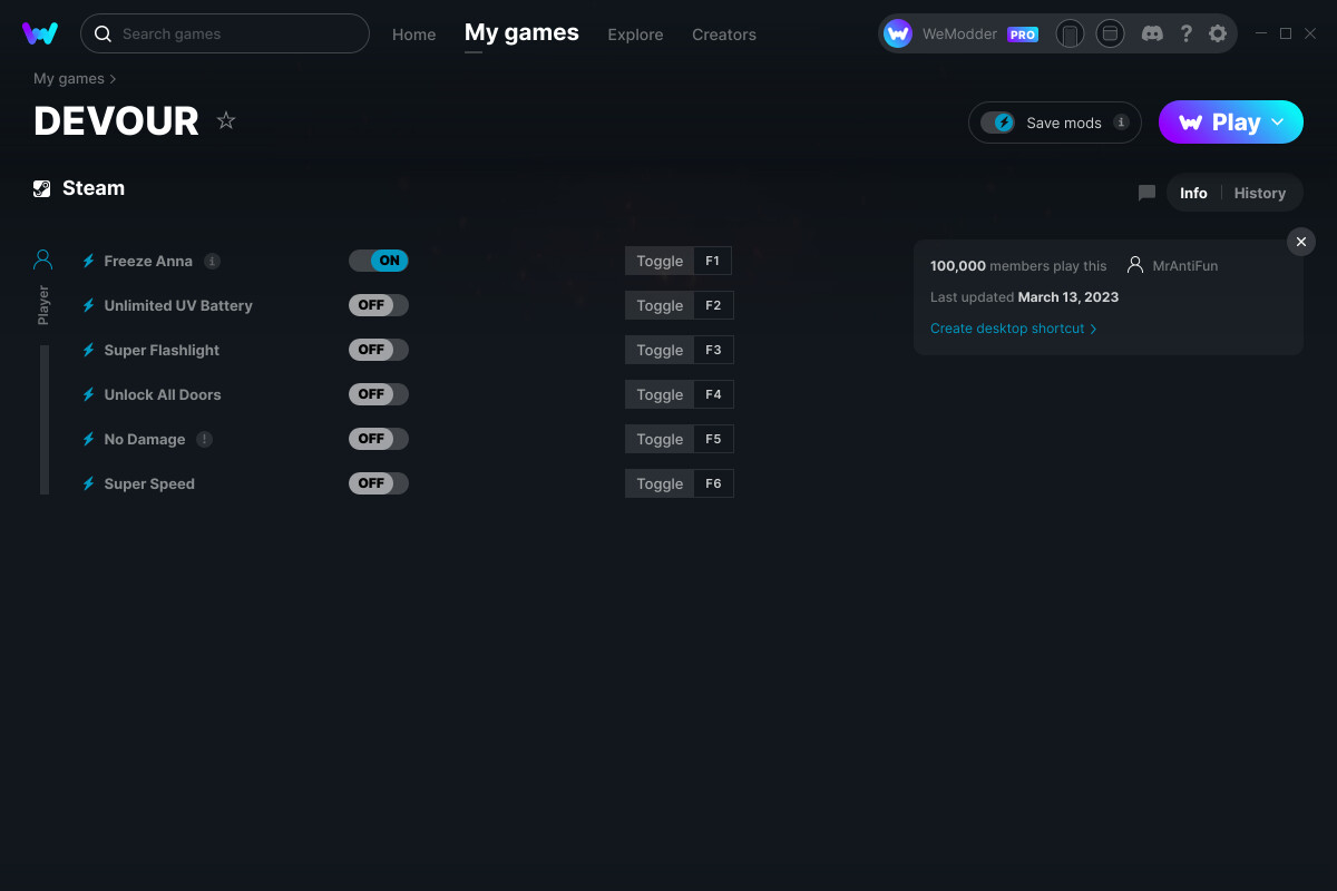 Скачать DEVOUR "Трейнер +6" [UPD: 14.03.2023] {MrAntiFun / WeMod}