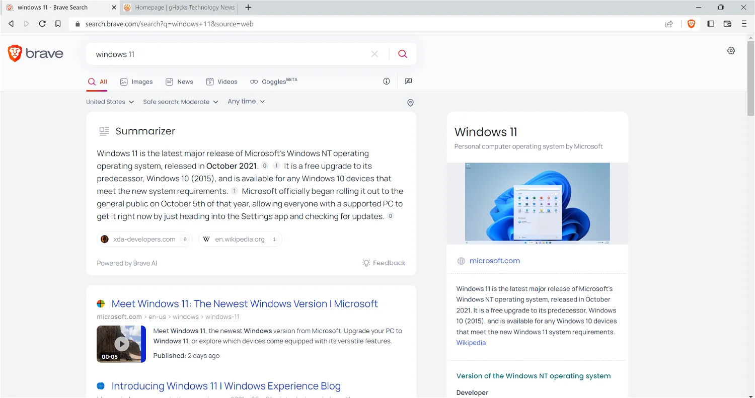 Поисковик Brave Search стал независимым, отказавшись от API Поиска Bing