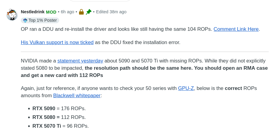 Nvidia отрицает отсутствие блоков ROP в ноутбуках с RTX 50