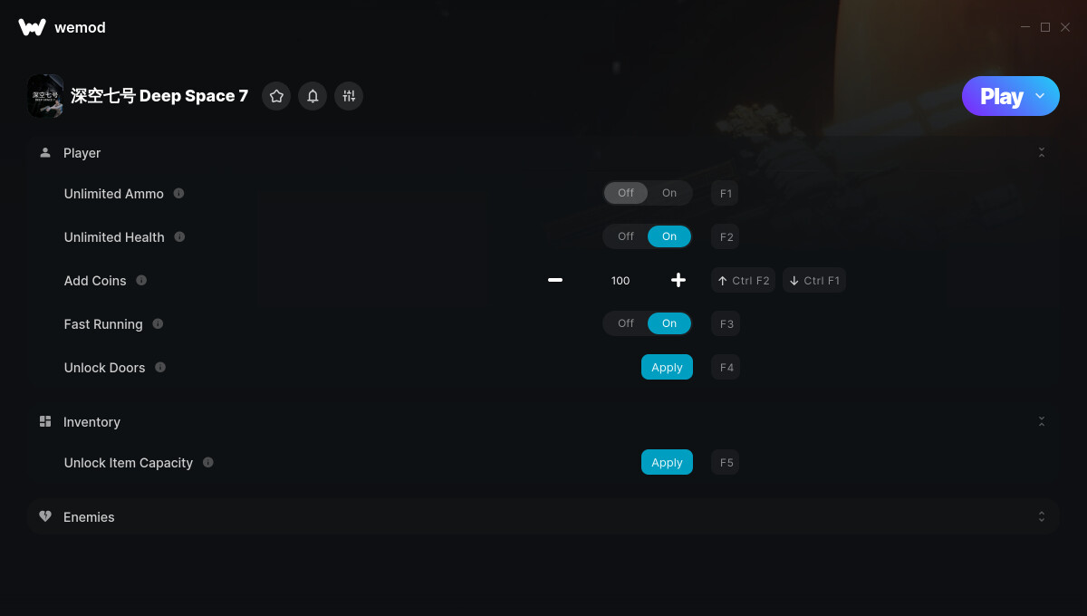 Скачать Deep Space 7 "Трейнер +8 от WeMod: Здоровье, патроны, монеты"