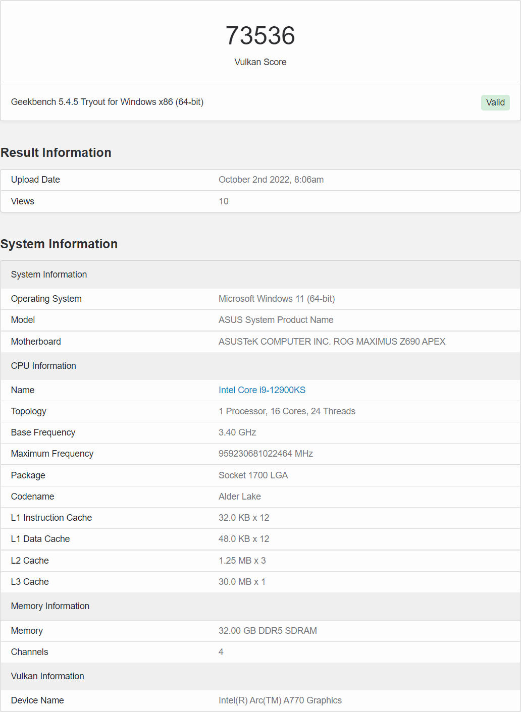 Видеокарты Intel Arc A770 и Arc A750 показали неплохие результаты в тестах OpenCL и Vulkan API