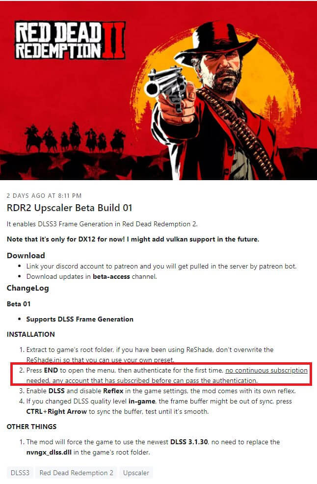 PureDark добавил DRM в свой мод с DLSS 3 для Red Dead Redemption 2