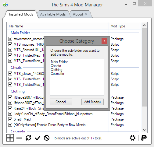 Скачать The Sims 4 "Mod Manager v. 2.2.0" - Геймплей