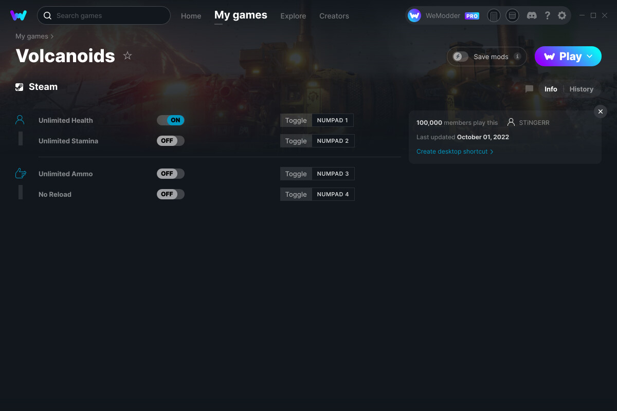 Скачать Volcanoids "Трейнер +7" [UPD: 01.10.2022] {STiNGERR / WeMod}